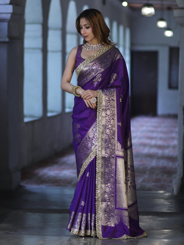 Banarasee Handloom Semi Silk Saree With Sona Rupa Zari Buta Design Flo