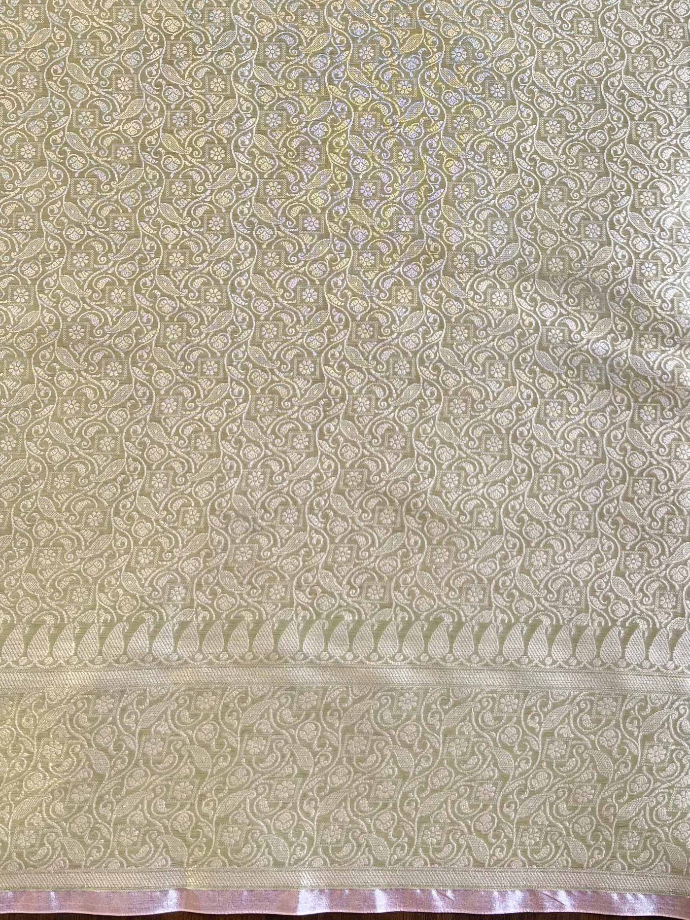 Banarasee Organza Mix Saree With Silver Zari Buta & Border-Pink